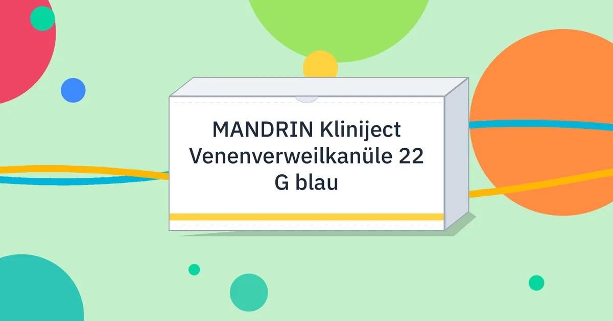 Symbolbild: Packung mit der Aufschrift MANDRIN Kliniject Venenverweilkanüle 22 G blau (PZN 00368148) – Verfügbarkeit und Bezug in Apotheken in Frankfurt am Main
