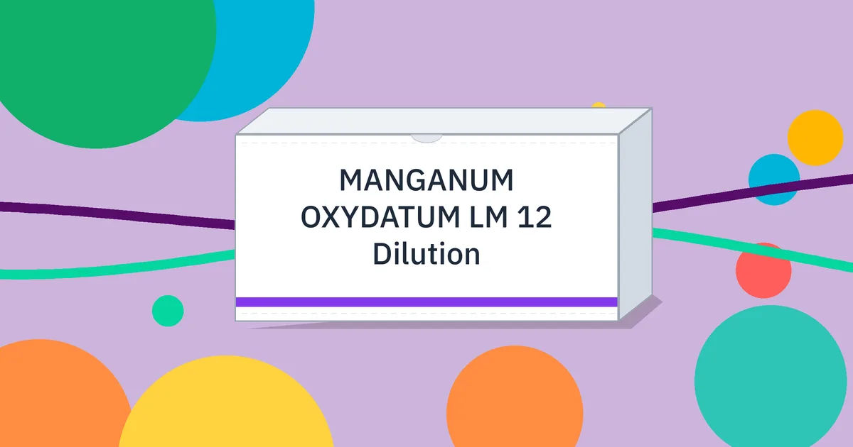Symbolbild: Packung mit der Aufschrift MANGANUM OXYDATUM LM 12 Dilution (PZN 12944628) – Verfügbarkeit und Bezug in Apotheken in Frankfurt am Main