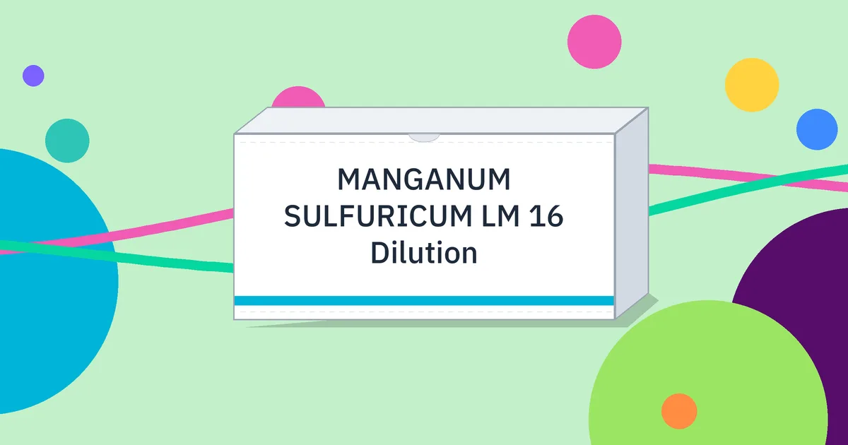 Symbolbild: Packung mit der Aufschrift MANGANUM SULFURICUM LM 16 Dilution (PZN 12946047) – Verfügbarkeit und Bezug in Apotheken in Frankfurt am Main