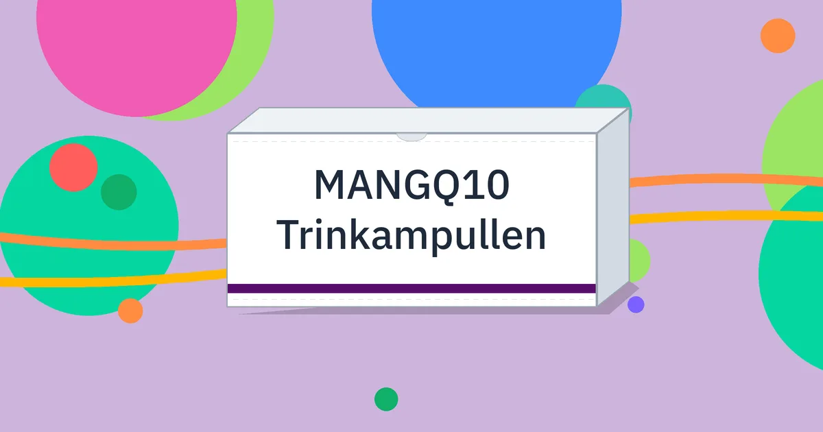 Symbolbild: Packung mit der Aufschrift MANGQ10 Trinkampullen (PZN 11563516) – Verfügbarkeit und Bezug in Apotheken in Frankfurt am Main