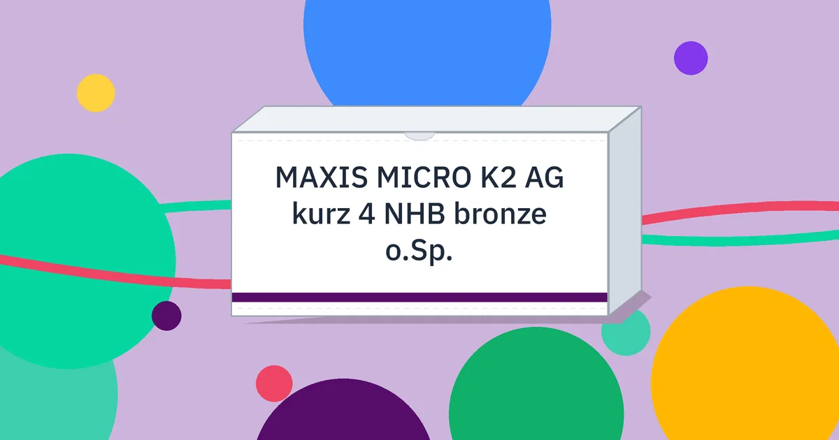 Symbolbild: Packung mit der Aufschrift MAXIS MICRO K2 AG kurz 4 NHB bronze o.Sp. (PZN 17673855) – Verfügbarkeit und Bezug in Apotheken in Frankfurt am Main