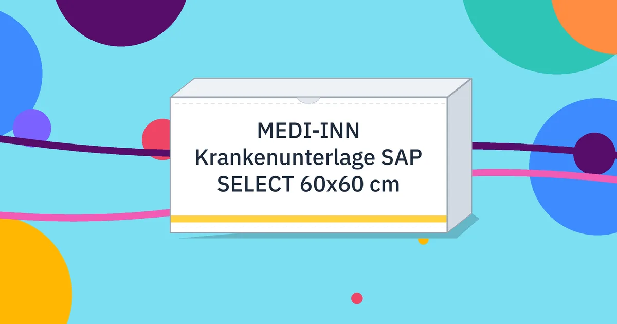 Symbolbild: Packung mit der Aufschrift MEDI-INN Krankenunterlage SAP SELECT 60x60 cm (PZN 20180487) – Verfügbarkeit und Bezug in Apotheken in Frankfurt am Main