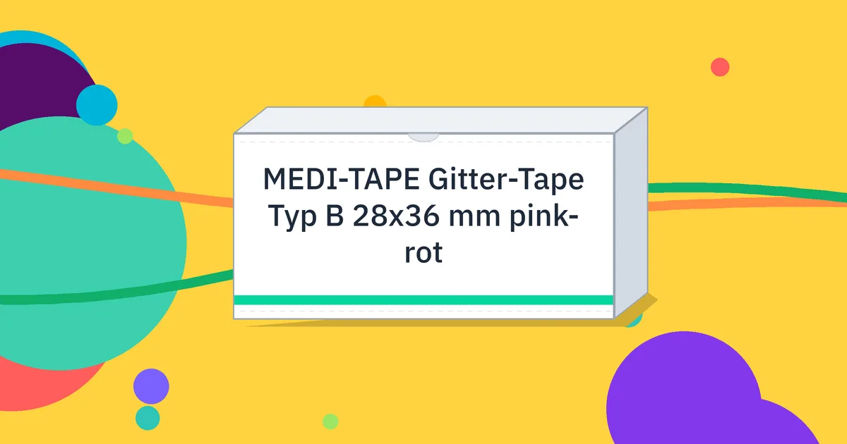 Symbolbild: Packung mit der Aufschrift MEDI-TAPE Gitter-Tape Typ B 28x36 mm pink-rot (PZN 16043129) – Verfügbarkeit und Bezug in Apotheken in Frankfurt am Main