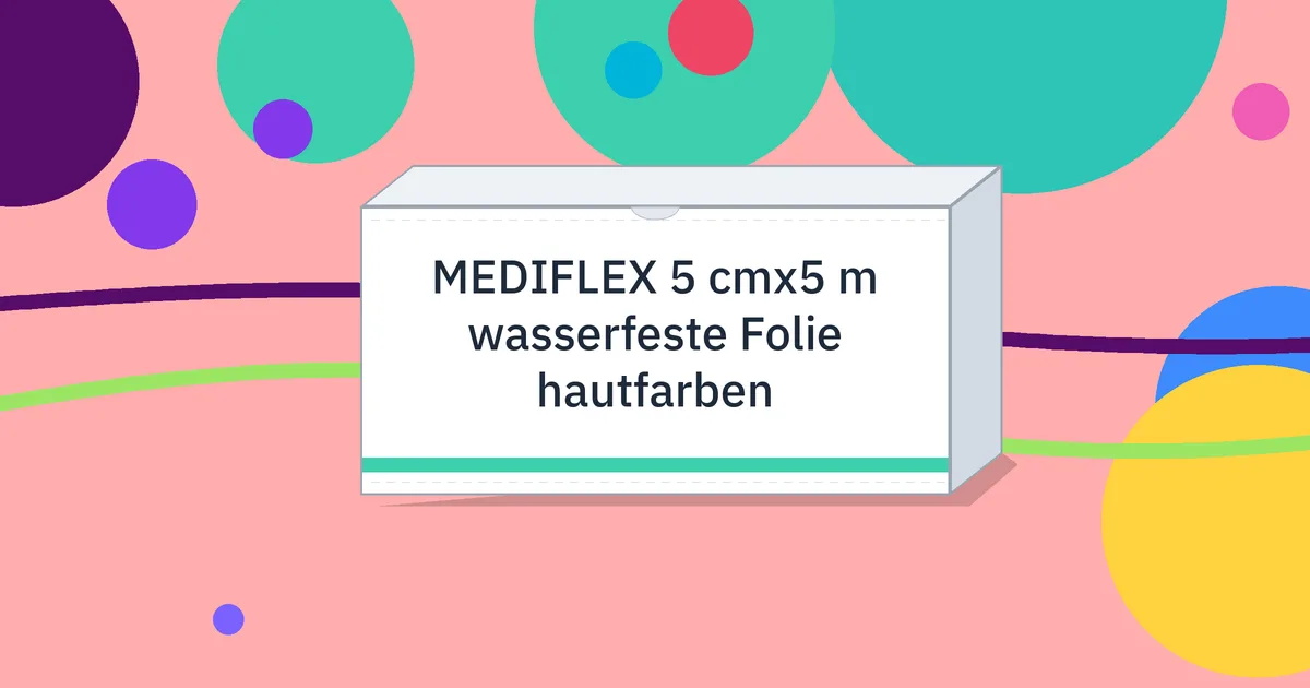 Symbolbild: Packung mit der Aufschrift MEDIFLEX 5 cmx5 m wasserfeste Folie hautfarben (PZN 00971749) – Verfügbarkeit und Bezug in Apotheken in Frankfurt am Main