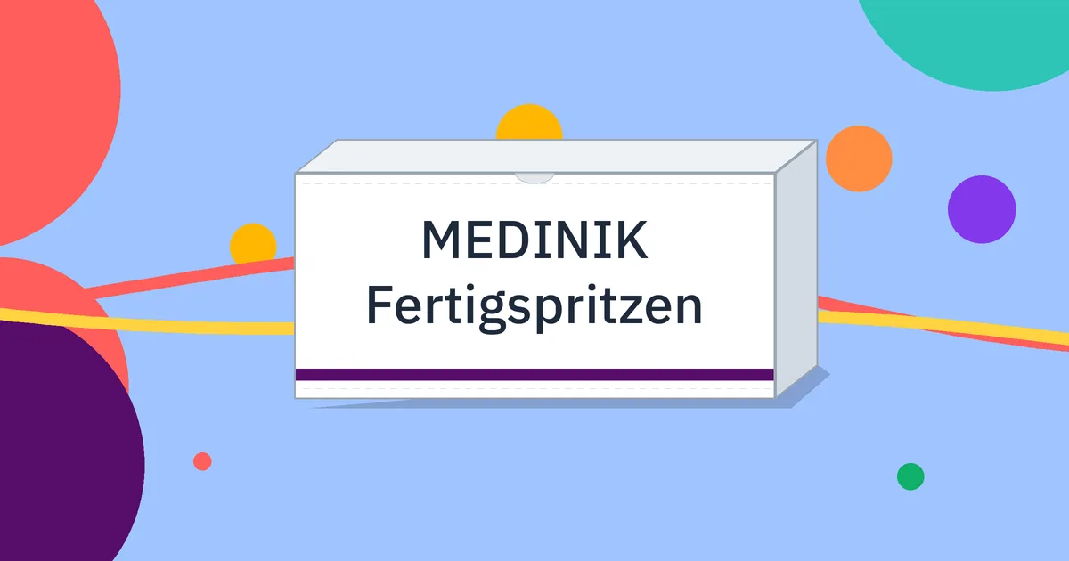 Symbolbild: Packung mit der Aufschrift MEDINIK Fertigspritzen (PZN 19906677) – Verfügbarkeit und Bezug in Apotheken in Frankfurt am Main