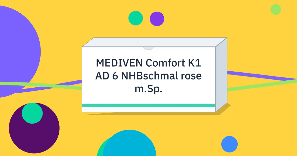 Symbolbild: Packung mit der Aufschrift MEDIVEN Comfort K1 AD 6 NHBschmal rose m.Sp. (PZN 14561529) – Verfügbarkeit und Bezug in Apotheken in Frankfurt am Main