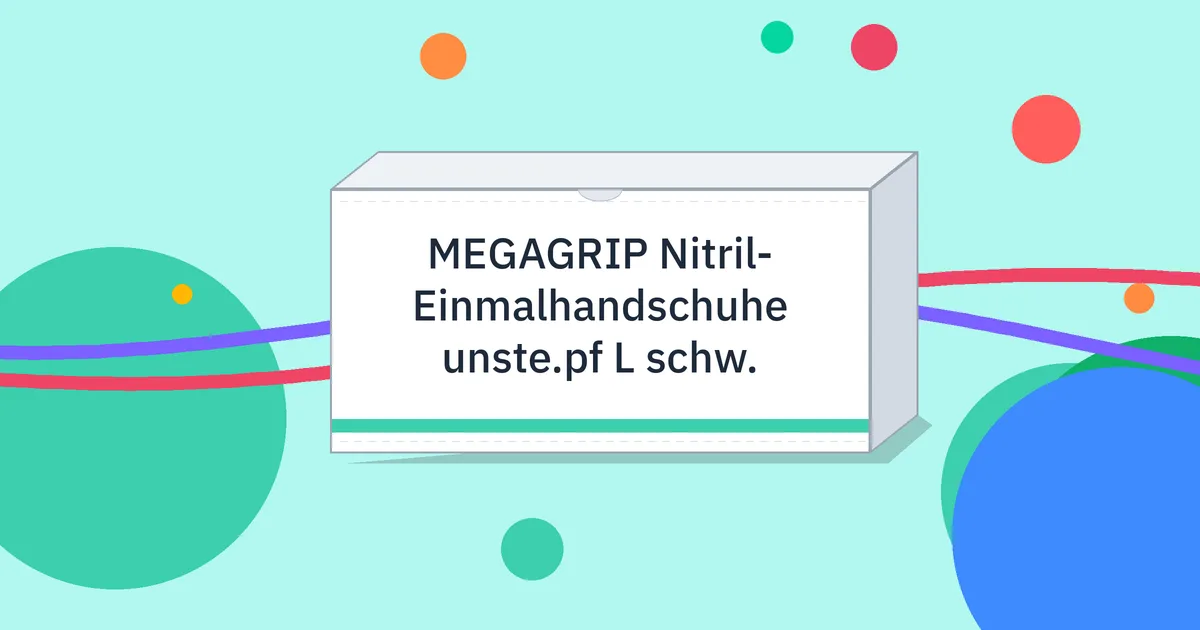 Symbolbild: Packung mit der Aufschrift MEGAGRIP Nitril-Einmalhandschuhe unste.pf L schw. (PZN 16733489) – Verfügbarkeit und Bezug in Apotheken in Frankfurt am Main