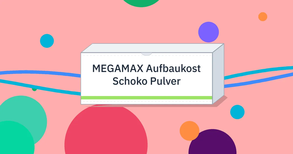 Symbolbild: Packung mit der Aufschrift MEGAMAX Aufbaukost Schoko Pulver (PZN 03246569) – Verfügbarkeit und Bezug in Apotheken in Frankfurt am Main