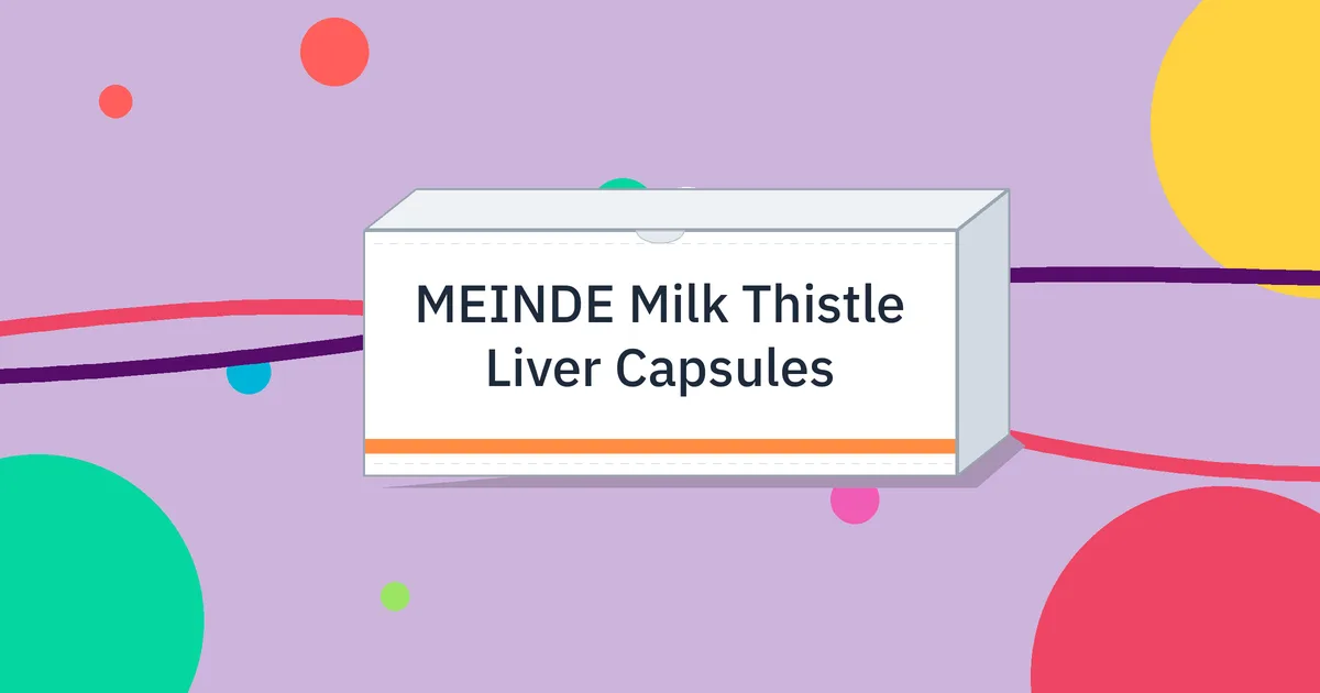 Symbolbild: Packung mit der Aufschrift MEINDE Milk Thistle Liver Capsules (PZN 20103937) – Verfügbarkeit und Bezug in Apotheken in Frankfurt am Main