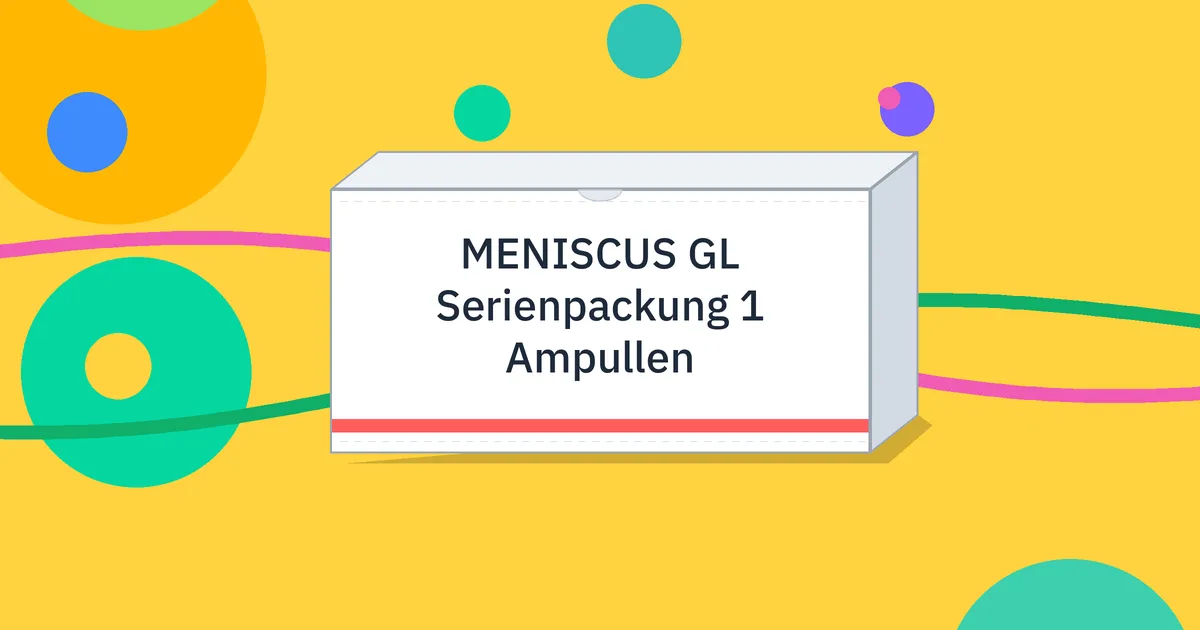Symbolbild: Packung mit der Aufschrift MENISCUS GL Serienpackung 1 Ampullen (PZN 00848291) – Verfügbarkeit und Bezug in Apotheken in Frankfurt am Main