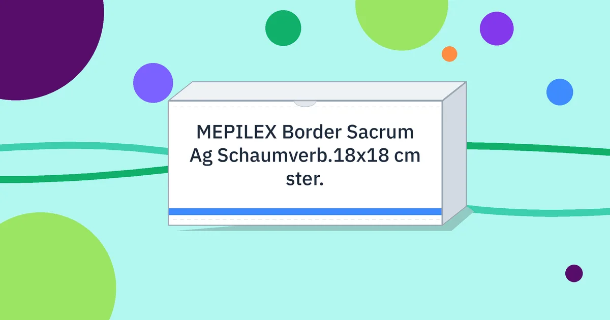 Symbolbild: Packung mit der Aufschrift MEPILEX Border Sacrum Ag Schaumverb.18x18 cm ster. (PZN 10264102) – Verfügbarkeit und Bezug in Apotheken in Frankfurt am Main