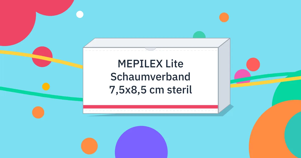 Symbolbild: Packung mit der Aufschrift MEPILEX Lite Schaumverband 7,5x8,5 cm steril (PZN 20869622) – Verfügbarkeit und Bezug in Apotheken in Frankfurt am Main