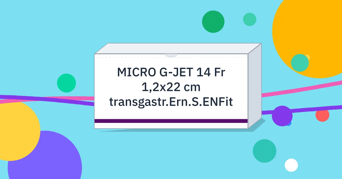 Symbolbild: Packung mit der Aufschrift MICRO G-JET 14 Fr 1,2x22 cm transgastr.Ern.S.ENFit (PZN 17818064) – Verfügbarkeit und Bezug in Apotheken in Frankfurt am Main