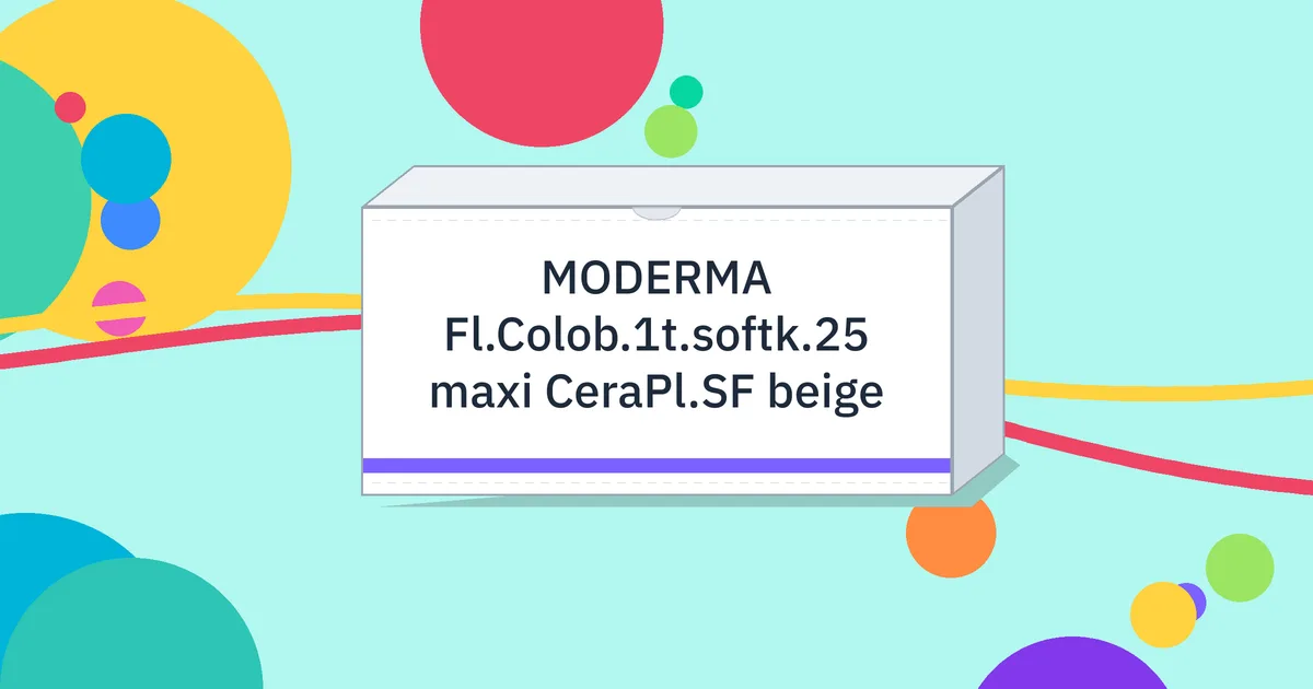 Symbolbild: Packung mit der Aufschrift MODERMA Fl.Colob.1t.softk.25 maxi CeraPl.SF beige (PZN 18108838) – Verfügbarkeit und Bezug in Apotheken in Frankfurt am Main