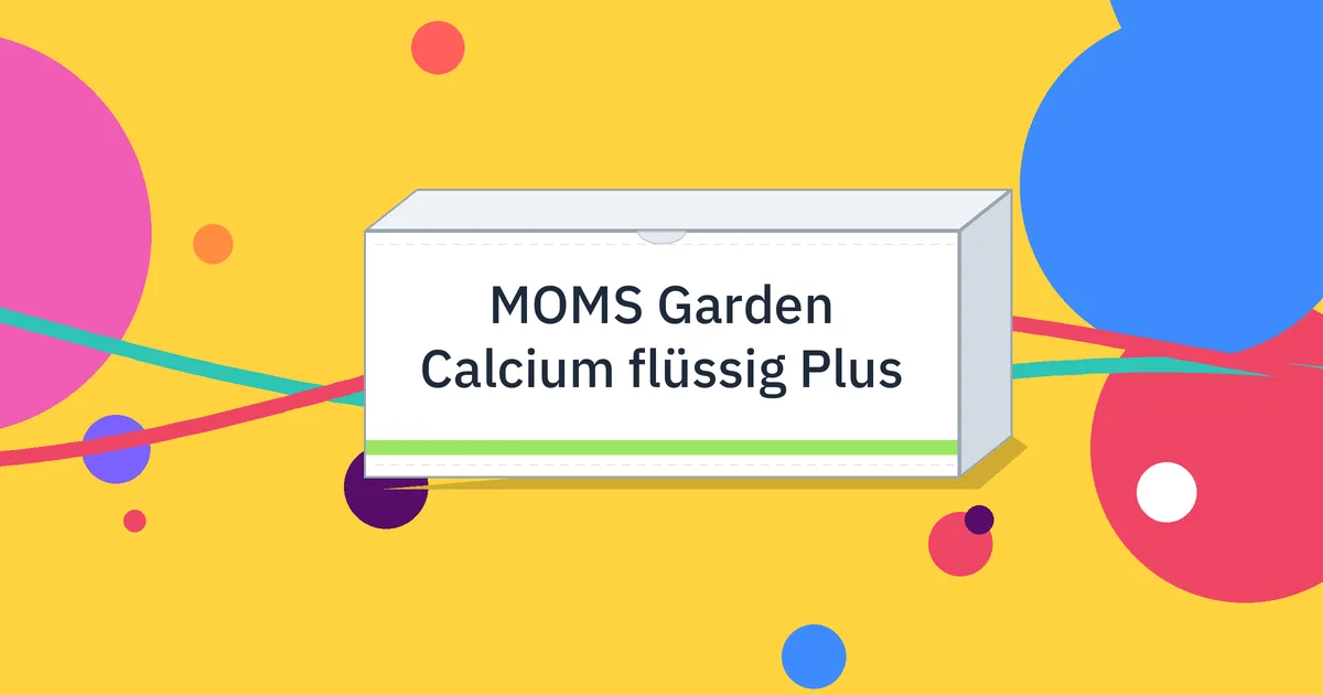 Symbolbild: Packung mit der Aufschrift MOMS Garden Calcium flüssig Plus (PZN 20920659) – Verfügbarkeit und Bezug in Apotheken in Frankfurt am Main