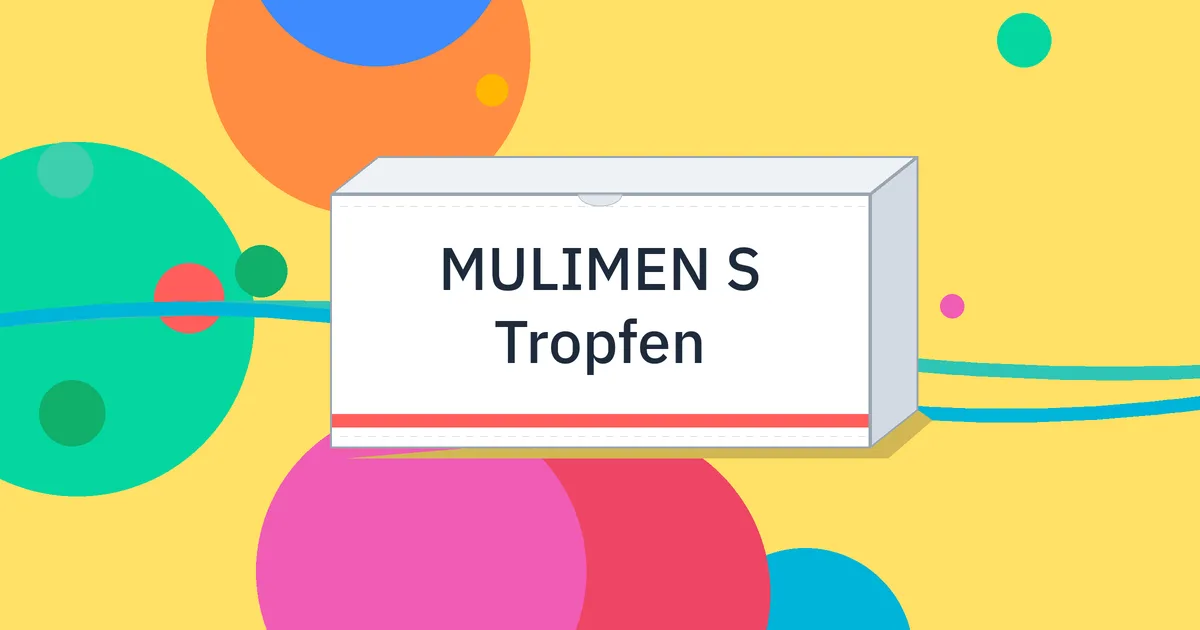 Symbolbild: Packung mit der Aufschrift MULIMEN S Tropfen (PZN 03508354) – Verfügbarkeit und Bezug in Apotheken in Frankfurt am Main