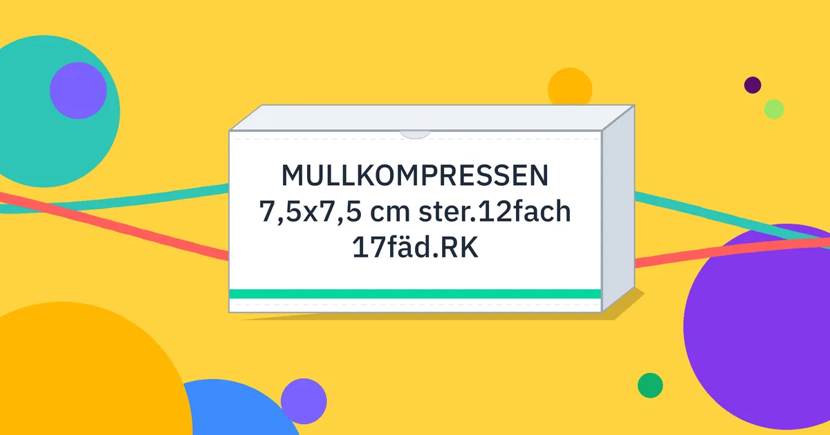 Symbolbild: Packung mit der Aufschrift MULLKOMPRESSEN 7,5x7,5 cm ster.12fach 17fäd.RK (PZN 06930125) – Verfügbarkeit und Bezug in Apotheken in Frankfurt am Main