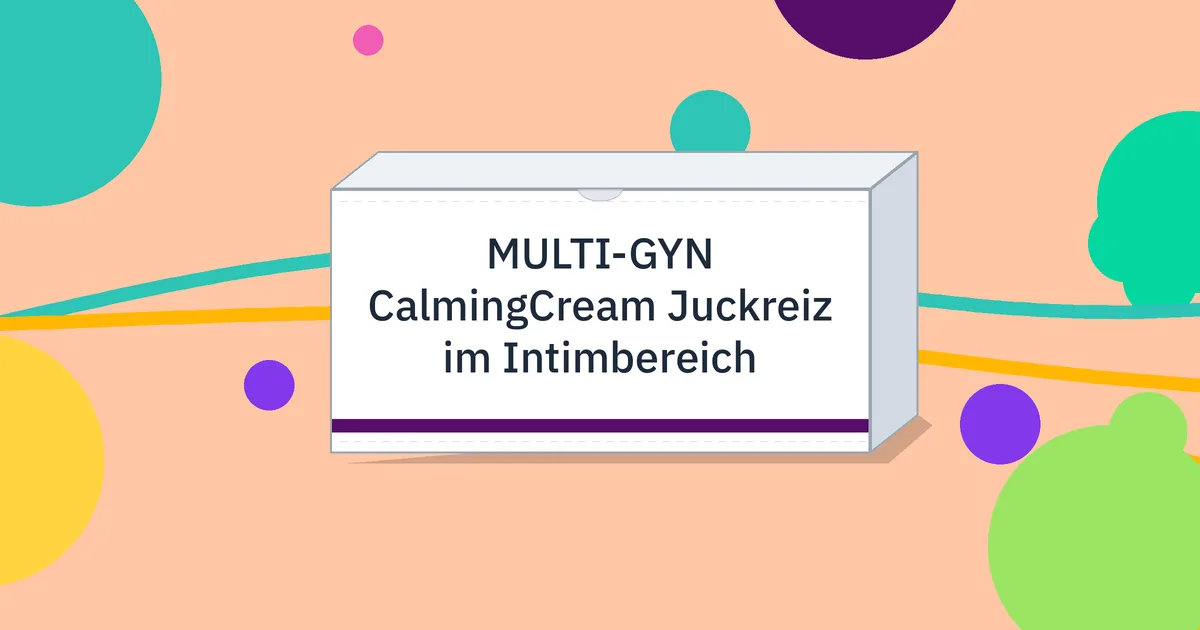 Symbolbild: Packung mit der Aufschrift MULTI-GYN CalmingCream Juckreiz im Intimbereich (PZN 17578513) – Verfügbarkeit und Bezug in Apotheken in Frankfurt am Main