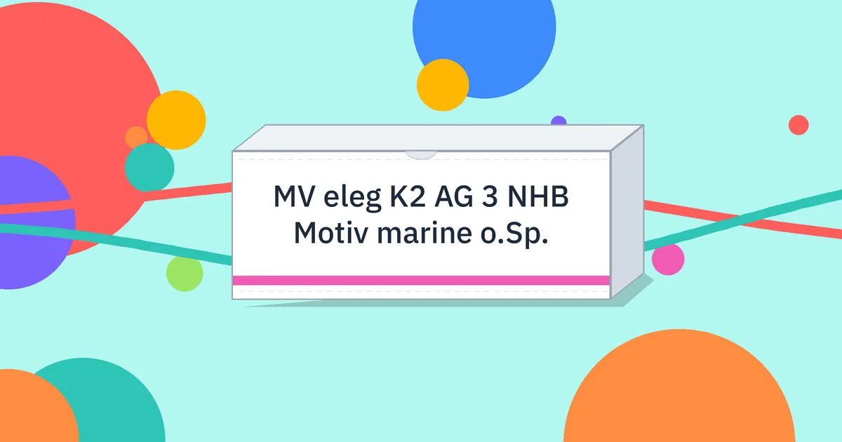 Symbolbild: Packung mit der Aufschrift MV eleg K2 AG 3 NHB Motiv marine o.Sp. (PZN 15722851) – Verfügbarkeit und Bezug in Apotheken in Frankfurt am Main
