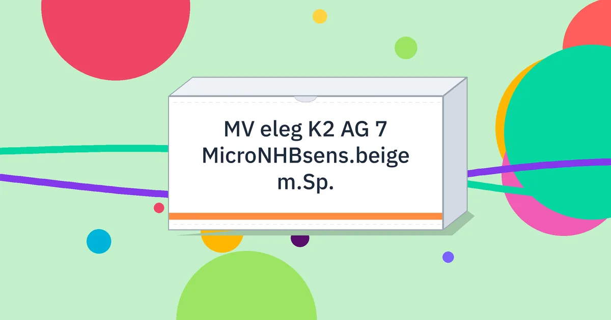 Symbolbild: Packung mit der Aufschrift MV eleg K2 AG 7 MicroNHBsens.beige m.Sp. (PZN 15724407) – Verfügbarkeit und Bezug in Apotheken in Frankfurt am Main