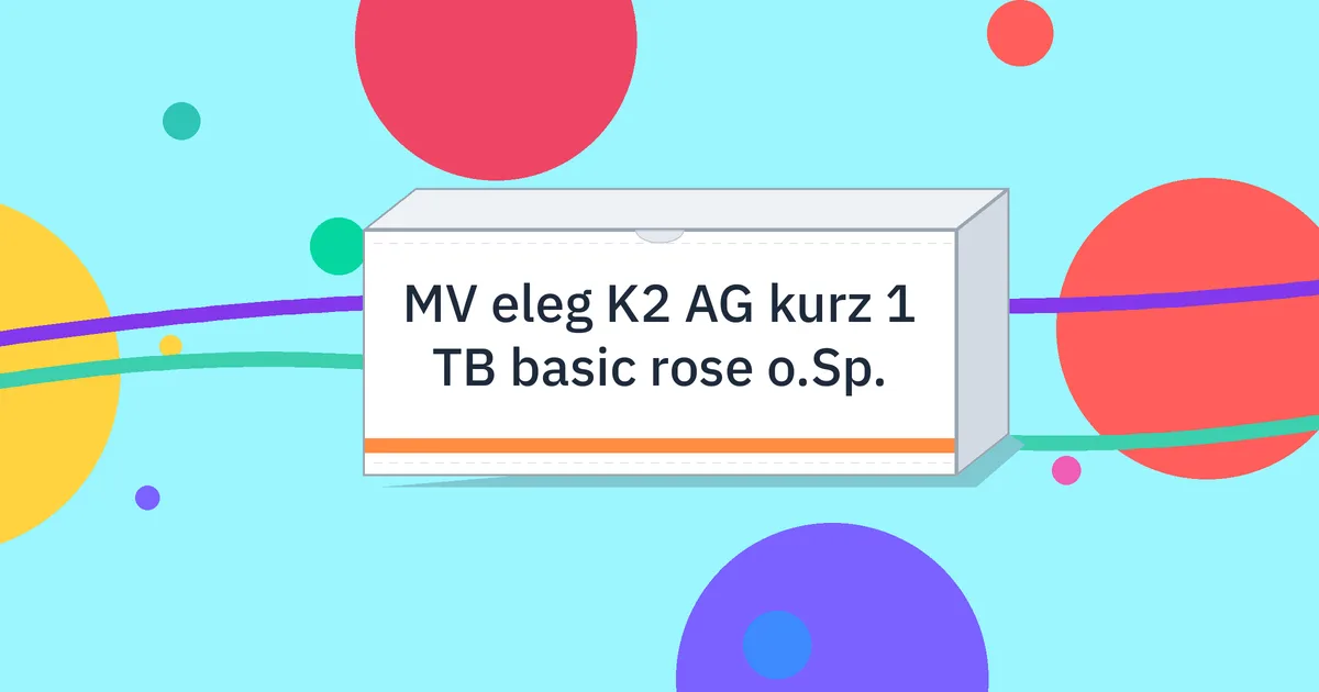 Symbolbild: Packung mit der Aufschrift MV eleg K2 AG kurz 1 TB basic rose o.Sp. (PZN 14698375) – Verfügbarkeit und Bezug in Apotheken in Frankfurt am Main