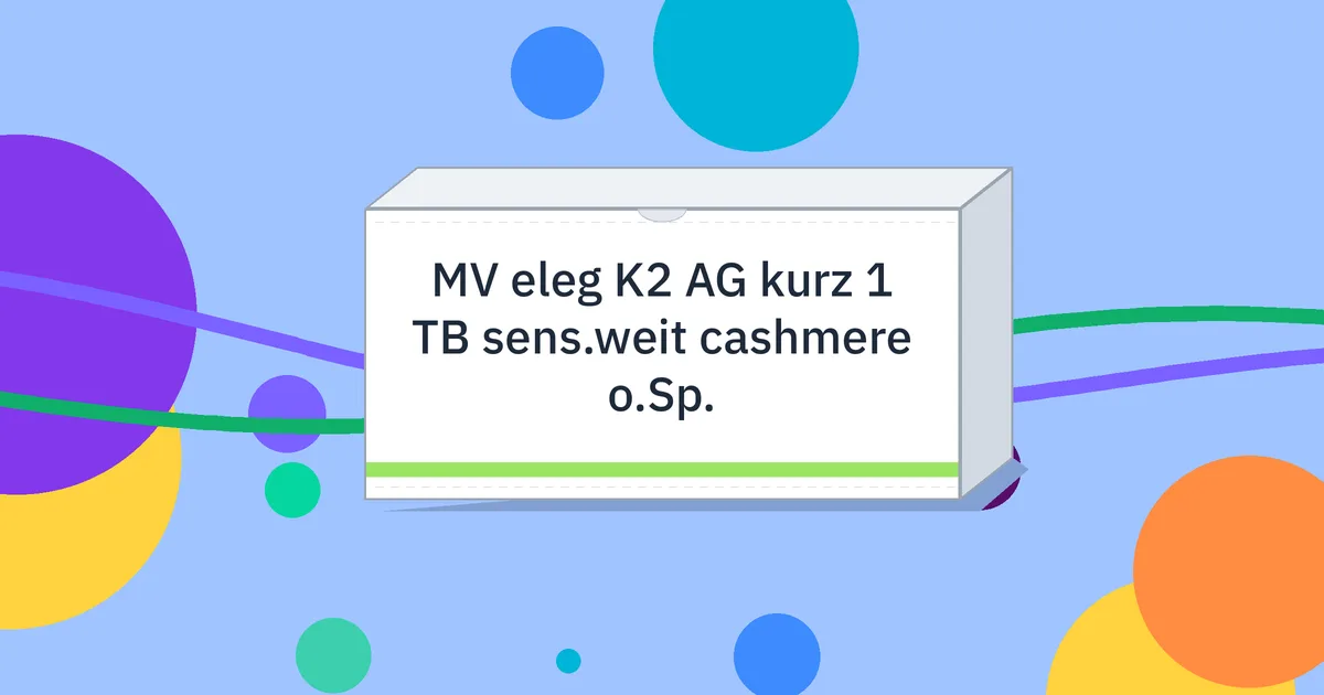 Symbolbild: Packung mit der Aufschrift MV eleg K2 AG kurz 1 TB sens.weit cashmere o.Sp. (PZN 14674363) – Verfügbarkeit und Bezug in Apotheken in Frankfurt am Main