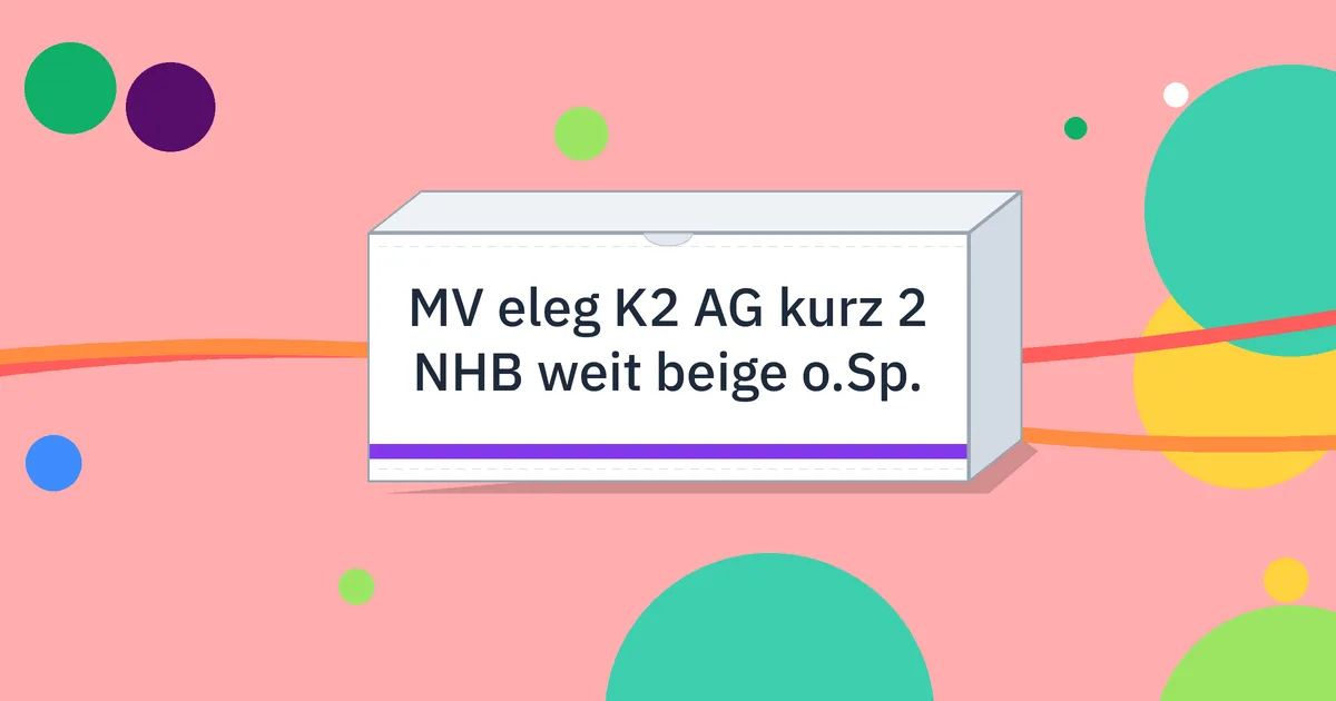 Symbolbild: Packung mit der Aufschrift MV eleg K2 AG kurz 2 NHB weit beige o.Sp. (PZN 15714998) – Verfügbarkeit und Bezug in Apotheken in Frankfurt am Main
