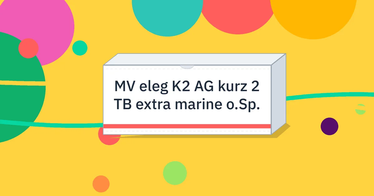 Symbolbild: Packung mit der Aufschrift MV eleg K2 AG kurz 2 TB extra marine o.Sp. (PZN 14605729) – Verfügbarkeit und Bezug in Apotheken in Frankfurt am Main