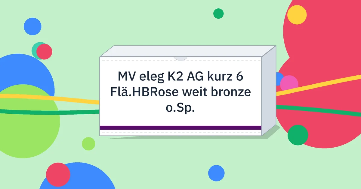 Symbolbild: Packung mit der Aufschrift MV eleg K2 AG kurz 6 Flä.HBRose weit bronze o.Sp. (PZN 15706220) – Verfügbarkeit und Bezug in Apotheken in Frankfurt am Main