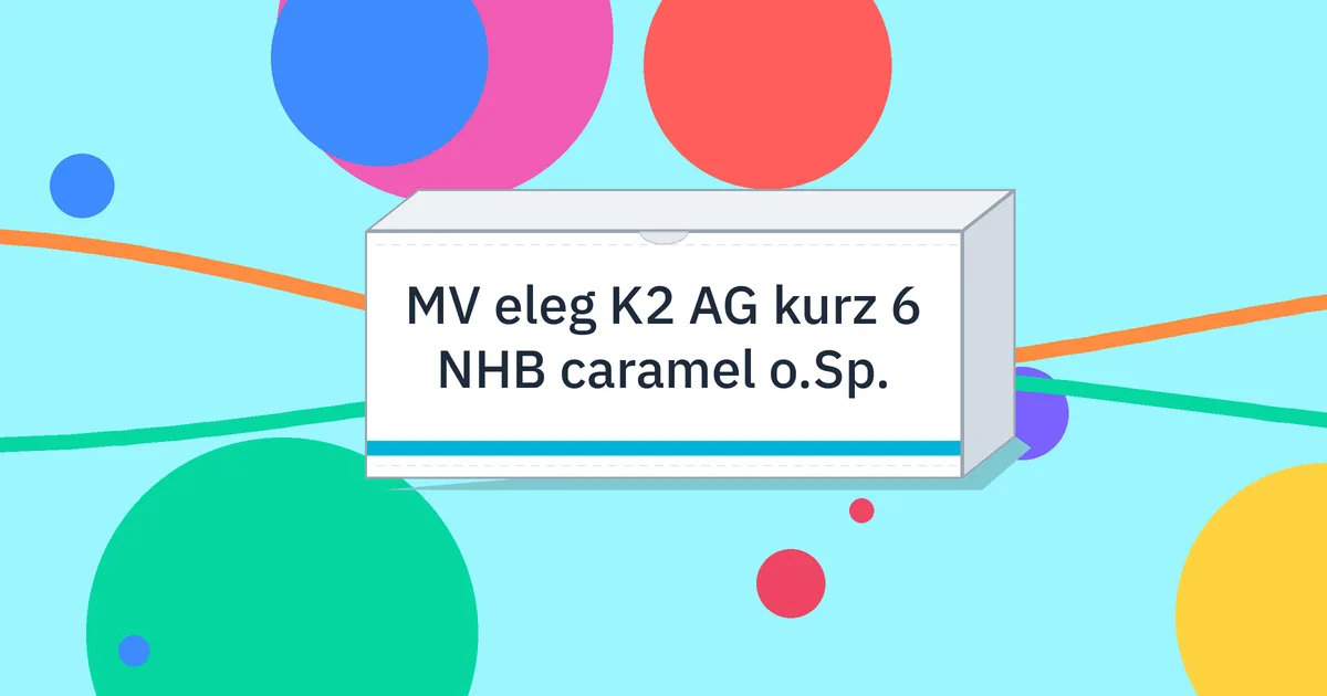 Symbolbild: Packung mit der Aufschrift MV eleg K2 AG kurz 6 NHB caramel o.Sp. (PZN 15716916) – Verfügbarkeit und Bezug in Apotheken in Frankfurt am Main