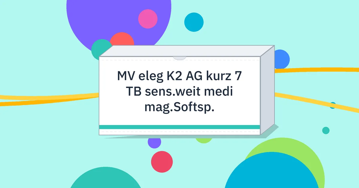 Symbolbild: Packung mit der Aufschrift MV eleg K2 AG kurz 7 TB sens.weit medi mag.Softsp. (PZN 14637132) – Verfügbarkeit und Bezug in Apotheken in Frankfurt am Main