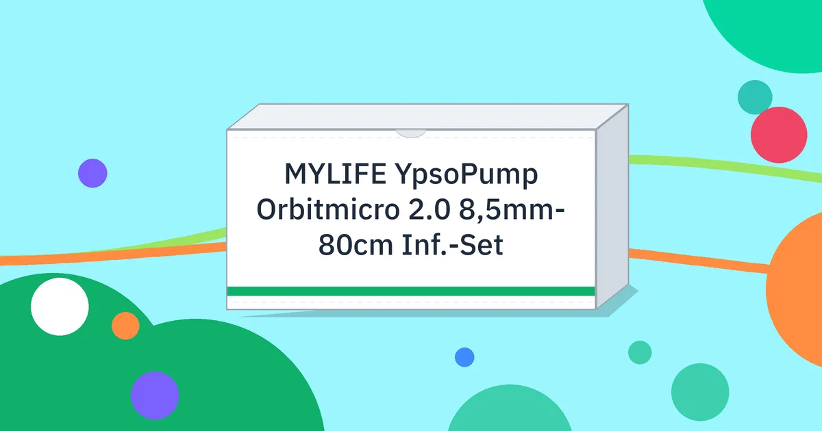 Symbolbild: Packung mit der Aufschrift MYLIFE YpsoPump Orbitmicro 2.0 8,5mm-80cm Inf.-Set (PZN 17587423) – Verfügbarkeit und Bezug in Apotheken in Frankfurt am Main