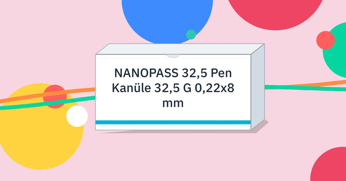 Symbolbild: Packung mit der Aufschrift NANOPASS 32,5 Pen Kanüle 32,5 G 0,22x8 mm (PZN 10187519) – Verfügbarkeit und Bezug in Apotheken in Frankfurt am Main