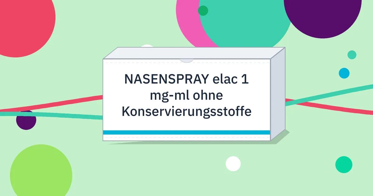 Symbolbild: Packung mit der Aufschrift NASENSPRAY elac 1 mg-ml ohne Konservierungsstoffe (PZN 19202545) – Verfügbarkeit und Bezug in Apotheken in Frankfurt am Main