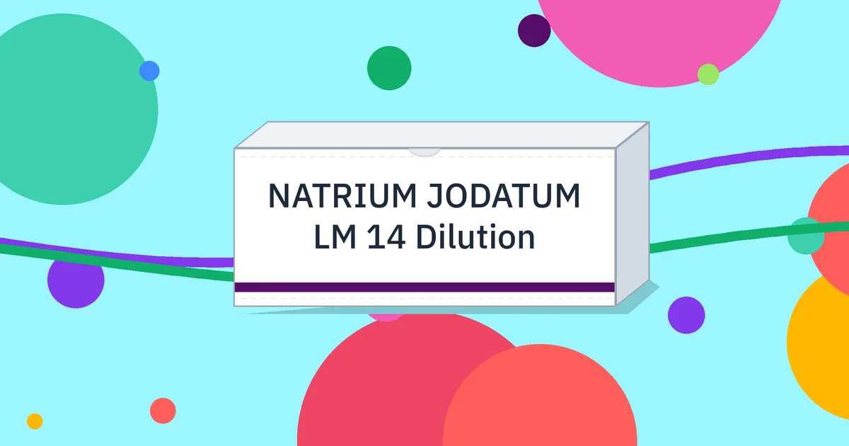 Symbolbild: Packung mit der Aufschrift NATRIUM JODATUM LM 14 Dilution (PZN 12964364) – Verfügbarkeit und Bezug in Apotheken in Frankfurt am Main