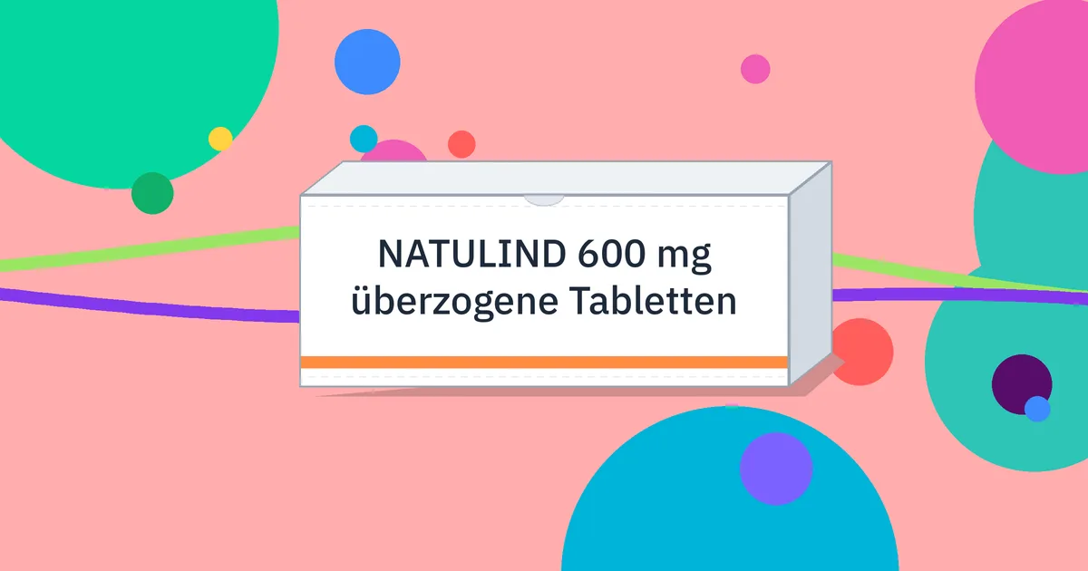 Symbolbild: Packung mit der Aufschrift NATULIND 600 mg überzogene Tabletten (PZN 02680766) – Verfügbarkeit und Bezug in Apotheken in Frankfurt am Main