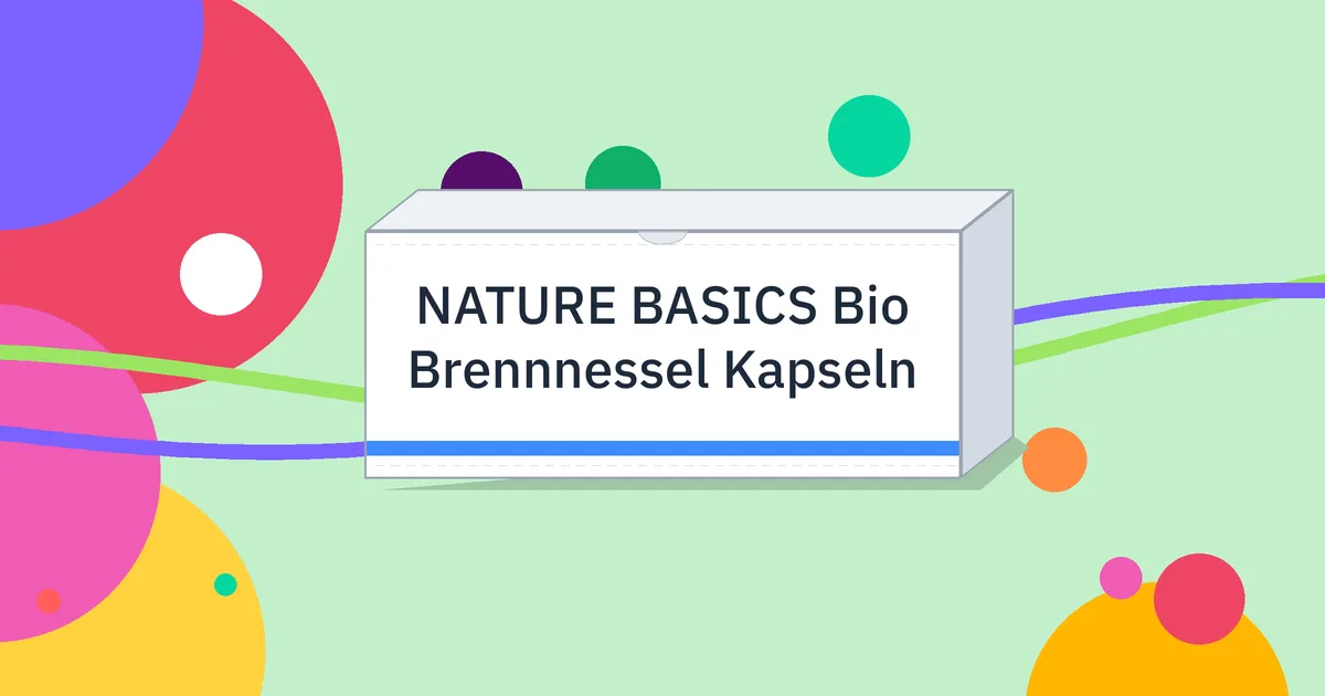 Symbolbild: Packung mit der Aufschrift NATURE BASICS Bio Brennnessel Kapseln (PZN 17613741) – Verfügbarkeit und Bezug in Apotheken in Frankfurt am Main