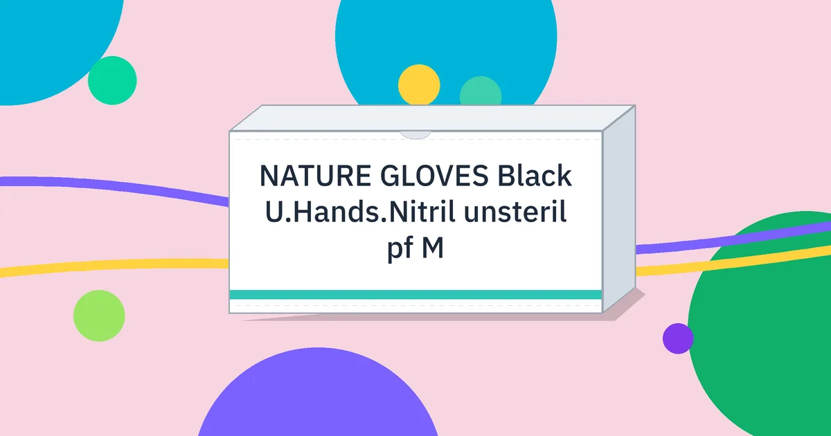 Symbolbild: Packung mit der Aufschrift NATURE GLOVES Black U.Hands.Nitril unsteril pf M (PZN 18782782) – Verfügbarkeit und Bezug in Apotheken in Frankfurt am Main