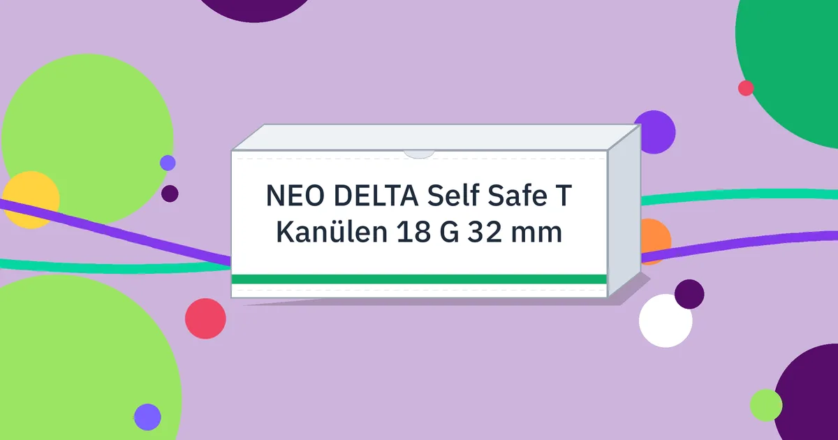Symbolbild: Packung mit der Aufschrift NEO DELTA Self Safe T Kanülen 18 G 32 mm (PZN 07766538) – Verfügbarkeit und Bezug in Apotheken in Frankfurt am Main