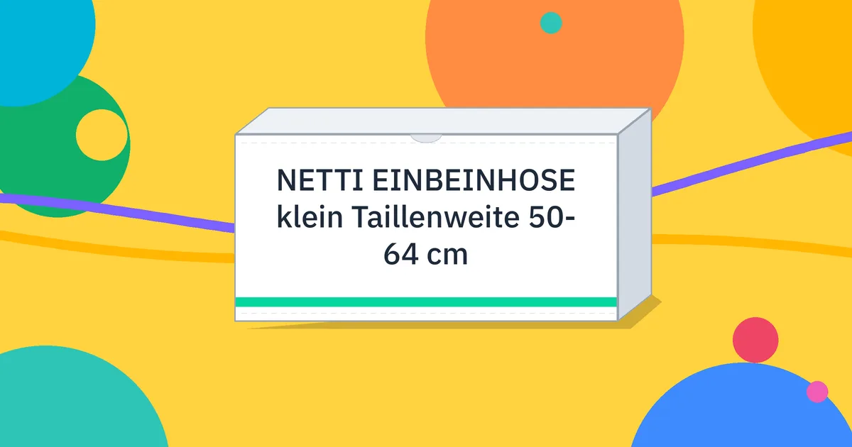 Symbolbild: Packung mit der Aufschrift NETTI EINBEINHOSE klein Taillenweite 50-64 cm (PZN 18411376) – Verfügbarkeit und Bezug in Apotheken in Frankfurt am Main