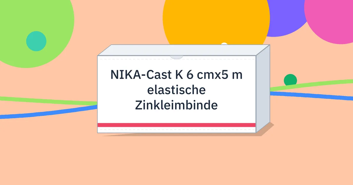 Symbolbild: Packung mit der Aufschrift NIKA-Cast K 6 cmx5 m elastische Zinkleimbinde (PZN 10320154) – Verfügbarkeit und Bezug in Apotheken in Frankfurt am Main