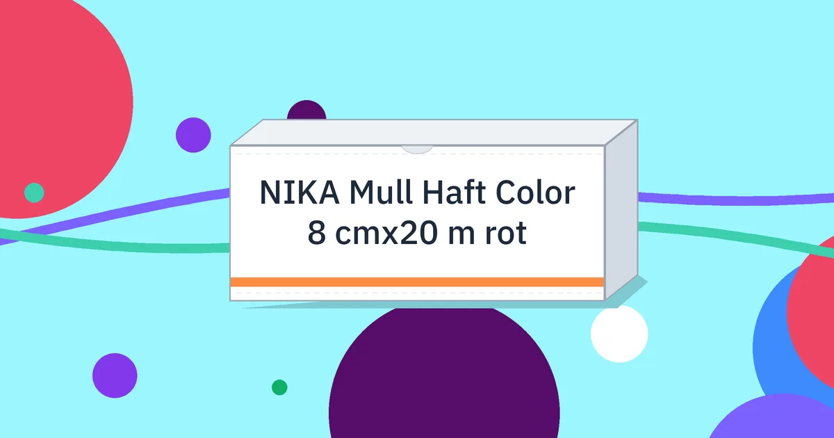 Symbolbild: Packung mit der Aufschrift NIKA Mull Haft Color 8 cmx20 m rot (PZN 10320421) – Verfügbarkeit und Bezug in Apotheken in Frankfurt am Main