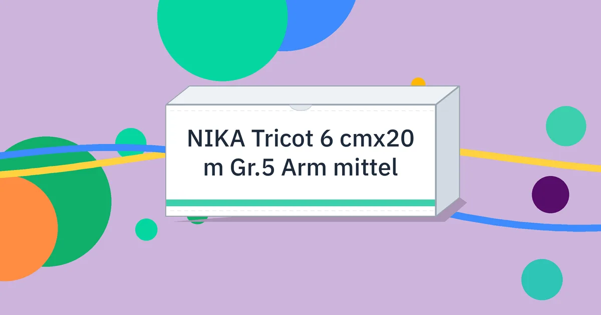 Symbolbild: Packung mit der Aufschrift NIKA Tricot 6 cmx20 m Gr.5 Arm mittel (PZN 18171854) – Verfügbarkeit und Bezug in Apotheken in Frankfurt am Main