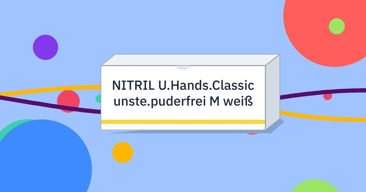 Symbolbild: Packung mit der Aufschrift NITRIL U.Hands.Classic unste.puderfrei M weiß (PZN 11540171) – Verfügbarkeit und Bezug in Apotheken in Frankfurt am Main