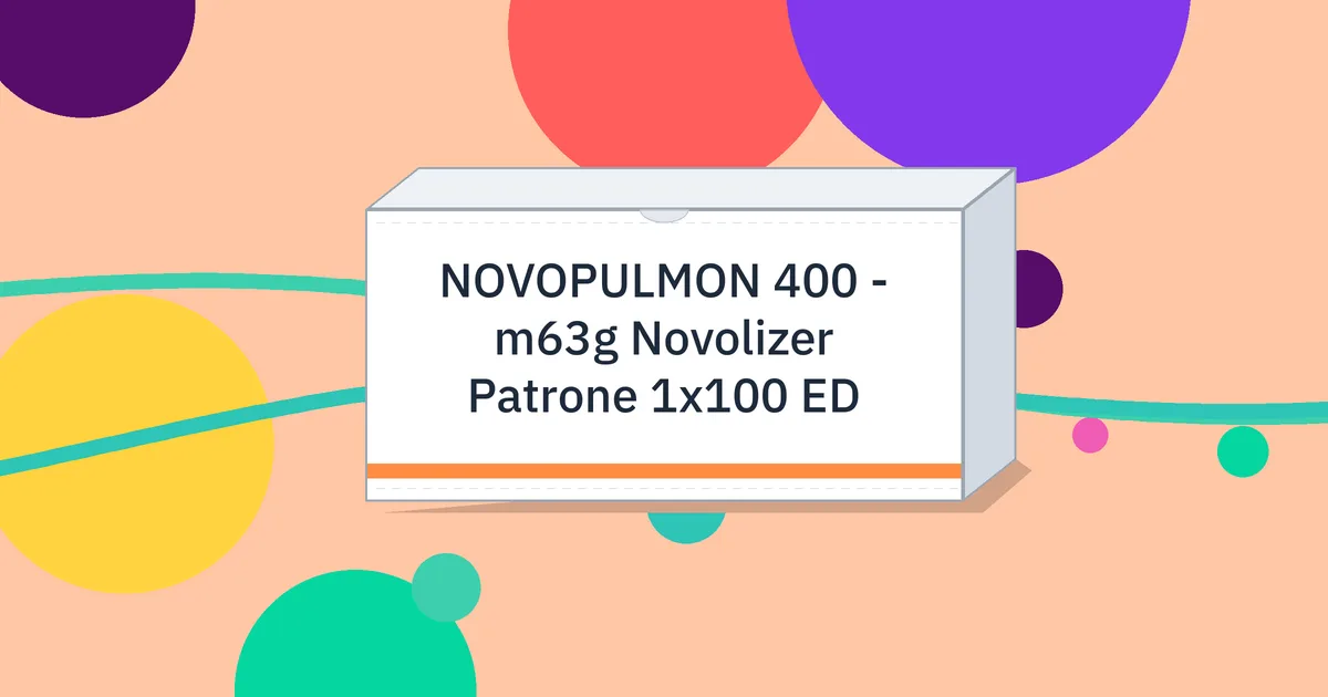Symbolbild: Packung mit der Aufschrift NOVOPULMON 400 -m63g Novolizer Patrone 1x100 ED (PZN 00771909) – Verfügbarkeit und Bezug in Apotheken in Frankfurt am Main