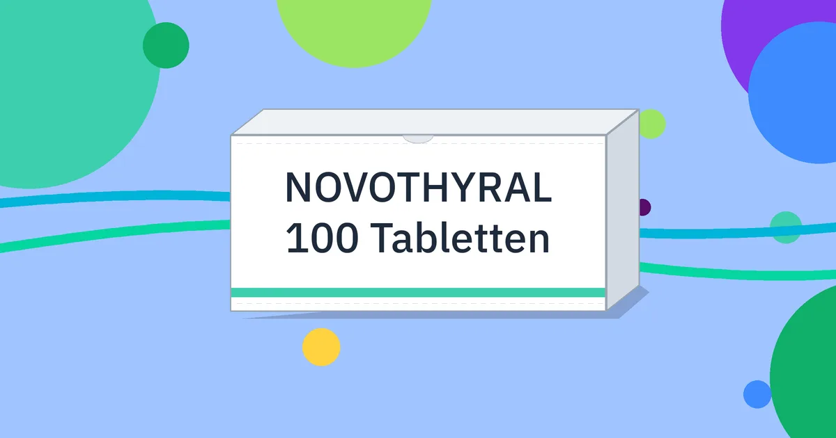 Symbolbild: Packung mit der Aufschrift NOVOTHYRAL 100 Tabletten (PZN 03145555) – Verfügbarkeit und Bezug in Apotheken in Frankfurt am Main