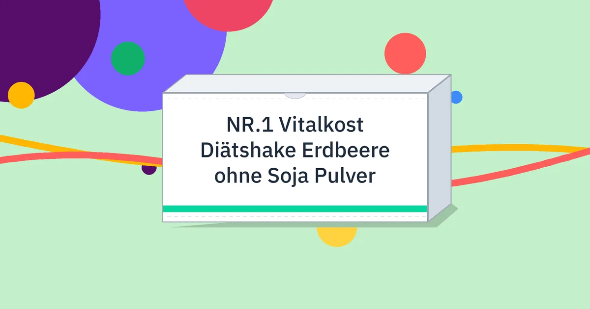 Symbolbild: Packung mit der Aufschrift NR.1 Vitalkost Diätshake Erdbeere ohne Soja Pulver (PZN 12529970) – Verfügbarkeit und Bezug in Apotheken in Frankfurt am Main