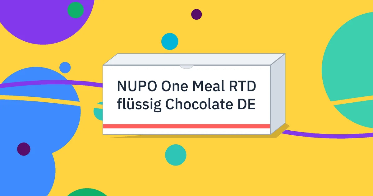 Symbolbild: Packung mit der Aufschrift NUPO One Meal RTD flüssig Chocolate DE (PZN 20894896) – Verfügbarkeit und Bezug in Apotheken in Frankfurt am Main
