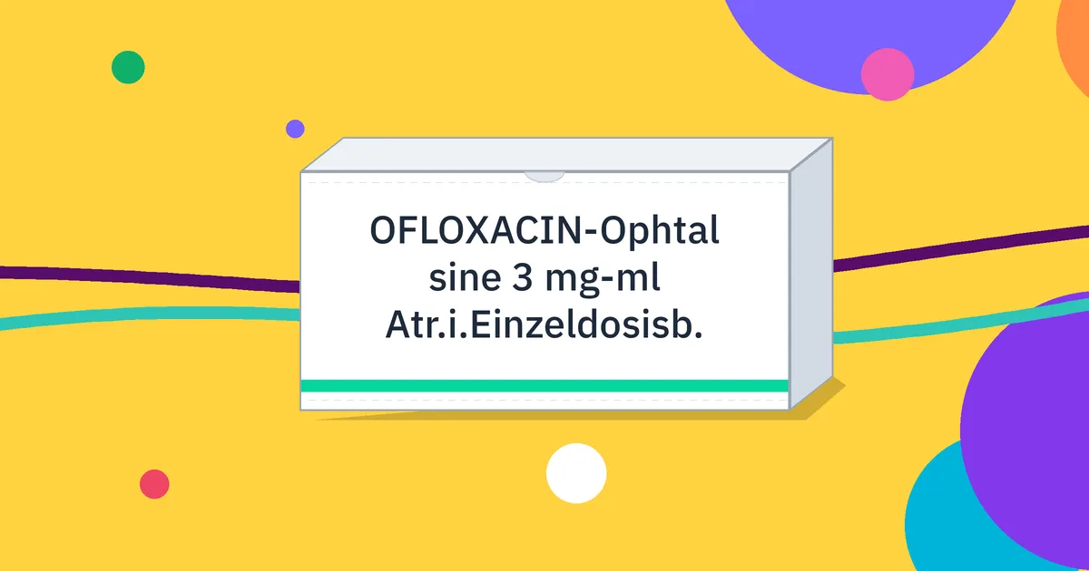 Symbolbild: Packung mit der Aufschrift OFLOXACIN-Ophtal sine 3 mg-ml Atr.i.Einzeldosisb. (PZN 01959561) – Verfügbarkeit und Bezug in Apotheken in Frankfurt am Main