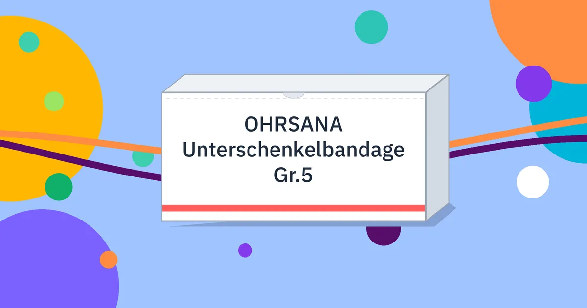 Symbolbild: Packung mit der Aufschrift OHRSANA Unterschenkelbandage Gr.5 (PZN 02669724) – Verfügbarkeit und Bezug in Apotheken in Frankfurt am Main